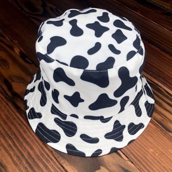 Accessories | Cow Print Bucket Hat Reversible Black Fall Cap Nwt | Poshmark